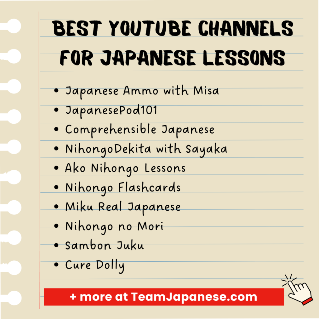 Japanese YouTube channels for Japanese lessons - Team Japanese