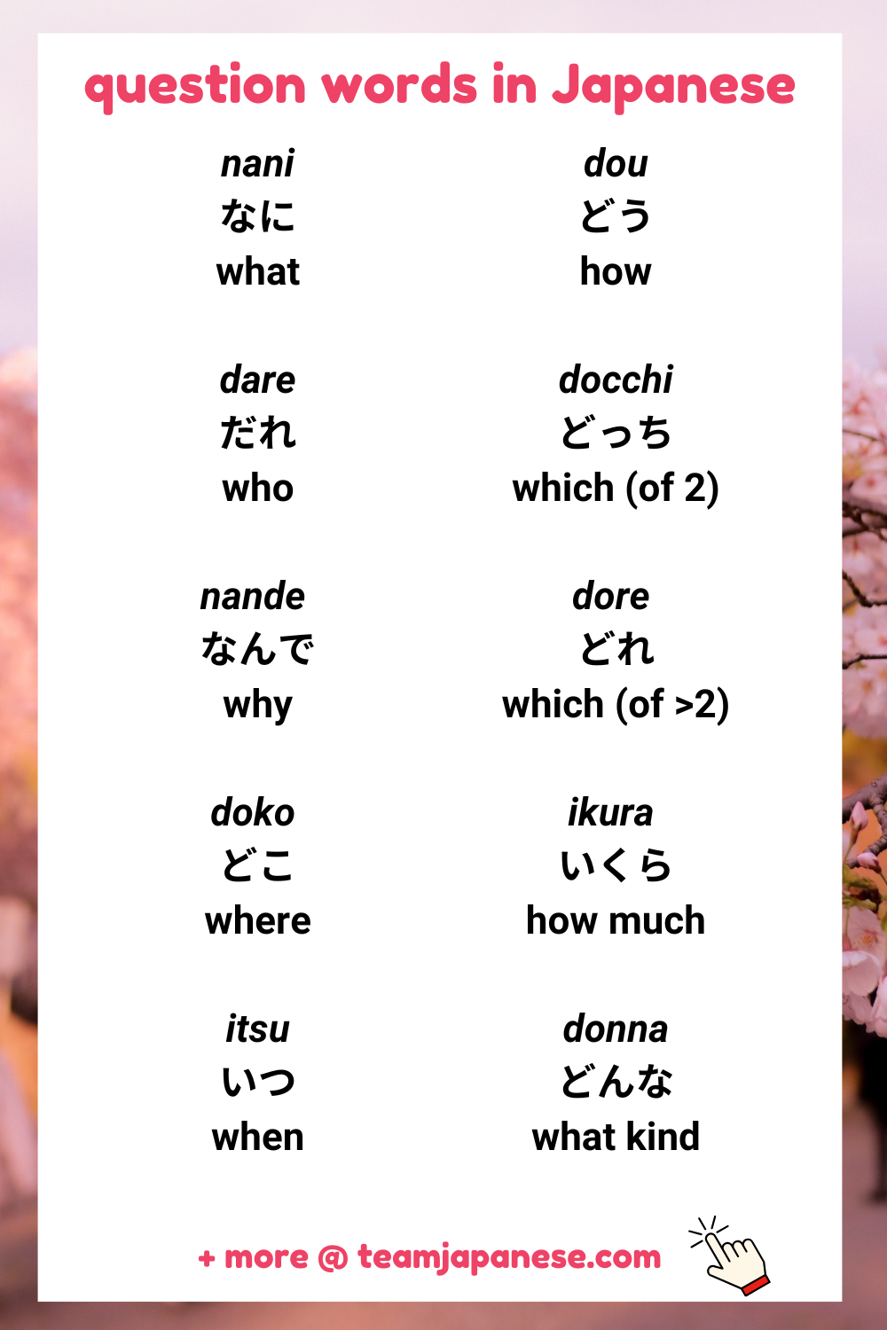 Japanese Question Words You Need to Know (With Examples) - Team Japanese
